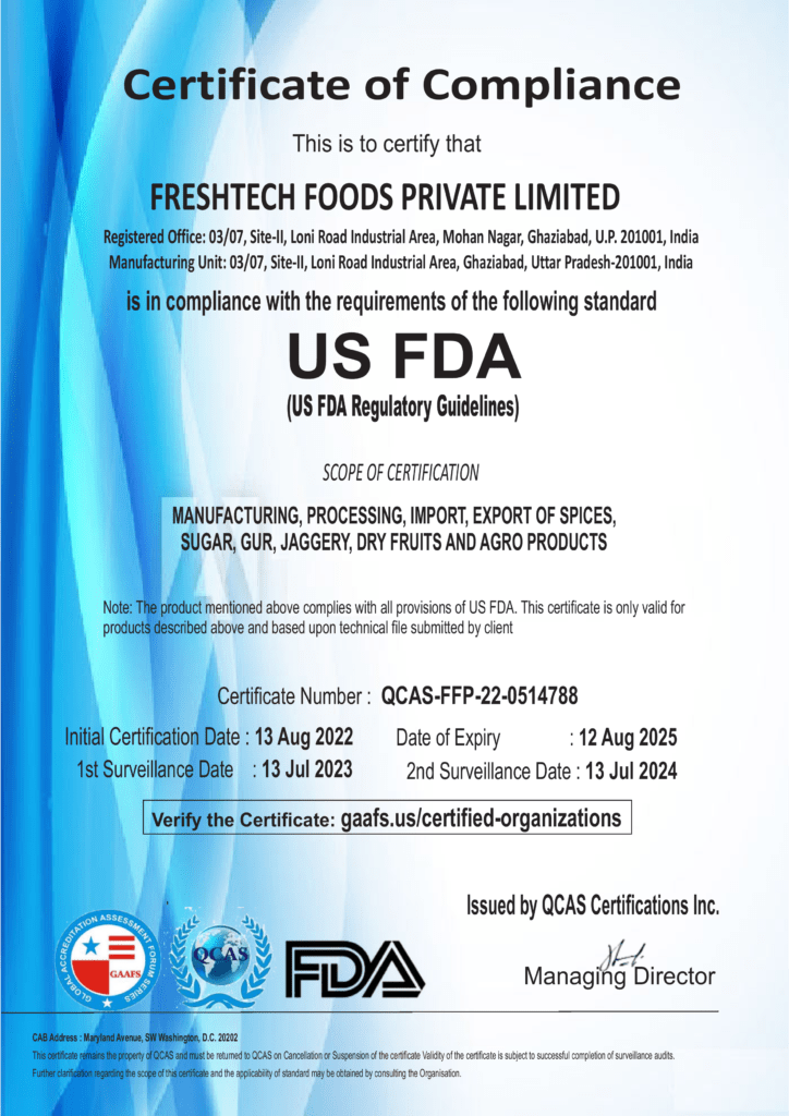 Our Certifications - Dhani Pure Spices